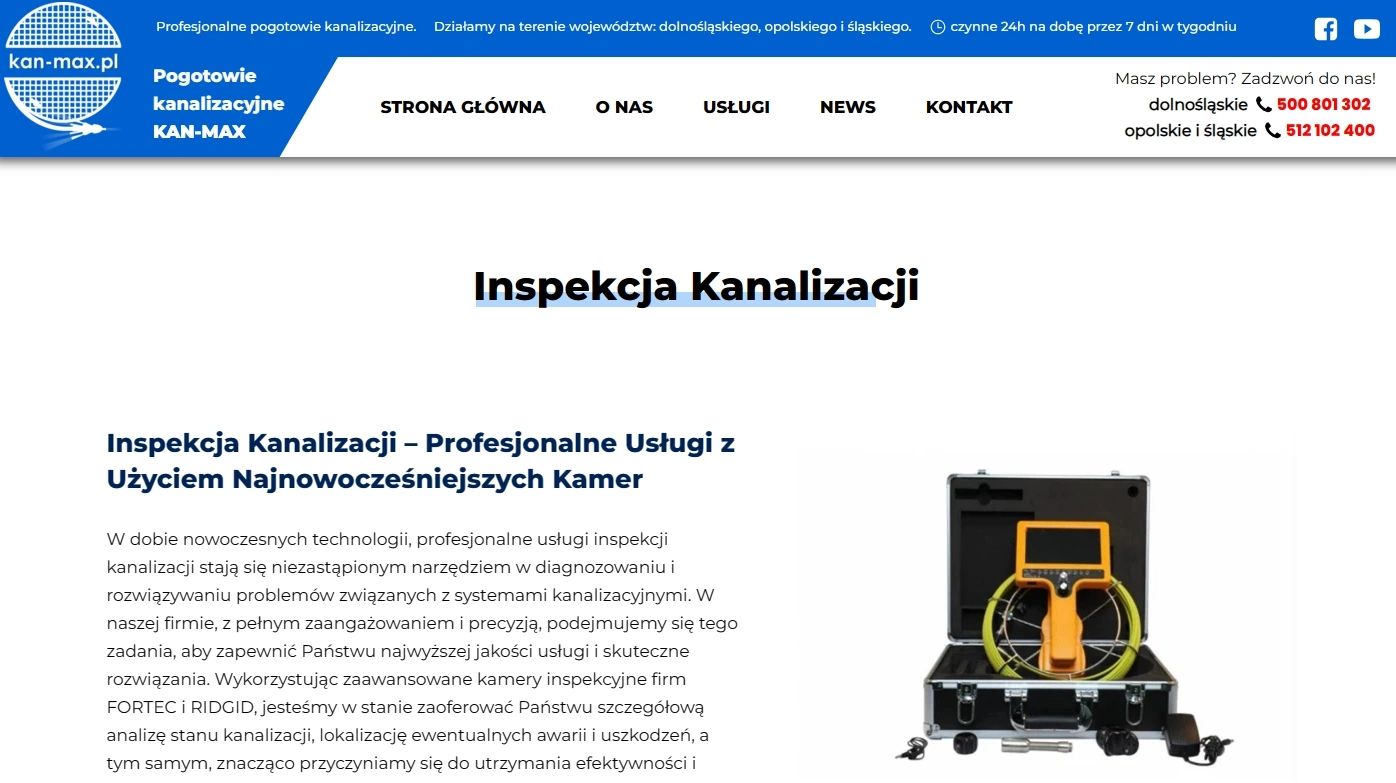 Inspekcja kanalizacji z kamerą | Śląsk, Wielkopolska, Opolskie